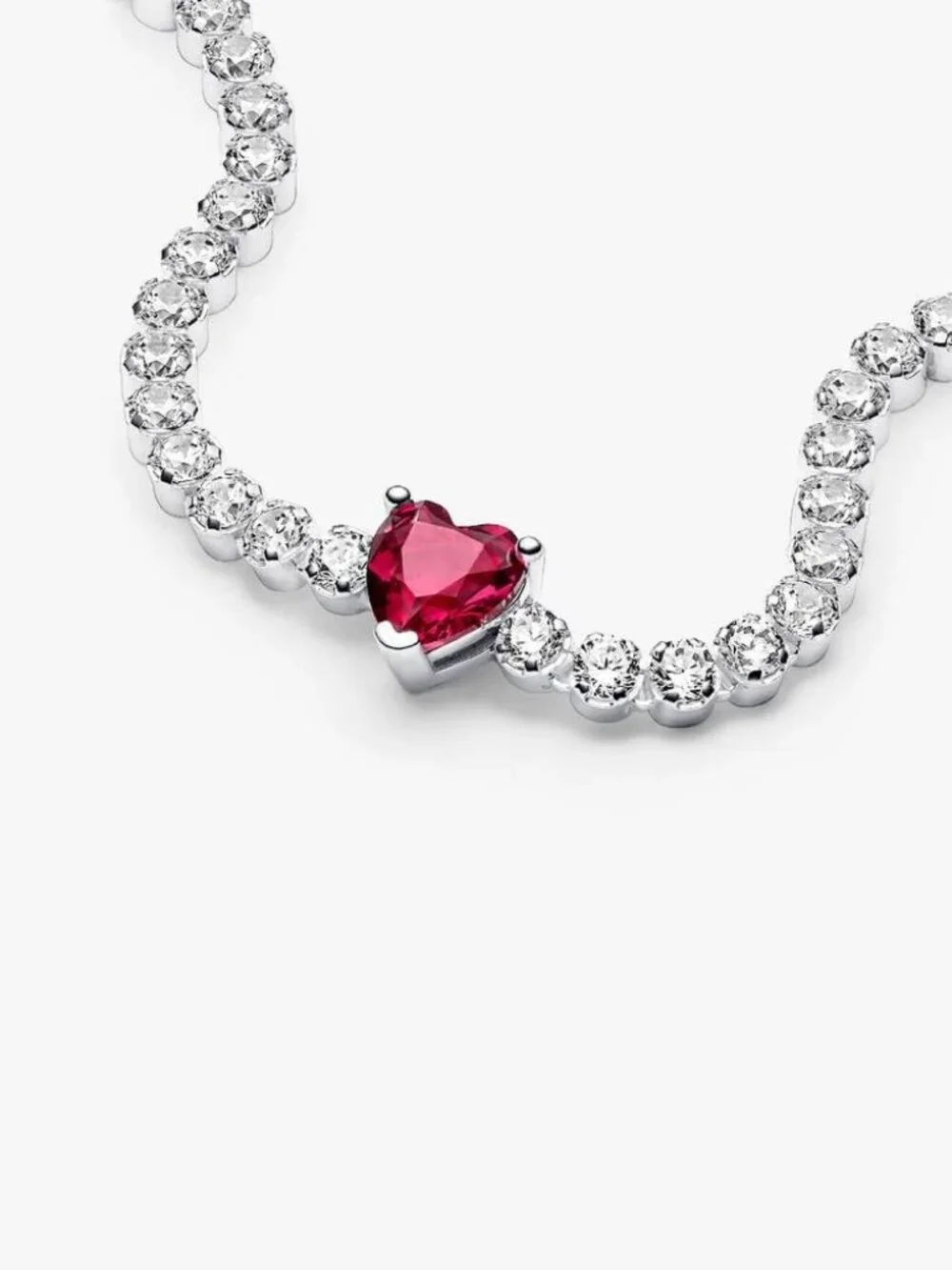 Pandora | Jewelry | Pandora Red Sparkling Heart Tennis Bracelet | Poshmark